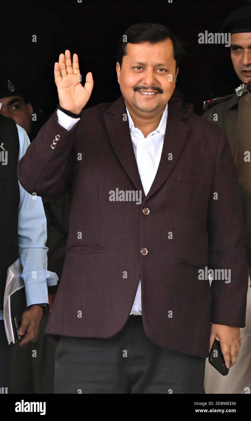 PATNA, INDIA - DECEMBER 1: Bihar Minister Nitin Navin arriving on the ...