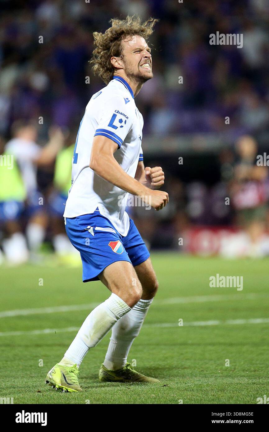 VIENNA, AUSTRIA - AUGUST 14: Happy by Alexander Munksgaard of FC Banik ...