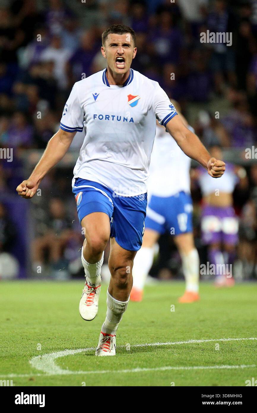 VIENNA, AUSTRIA - AUGUST 14: Jubilation by Matej Chalus of FC Banik ...
