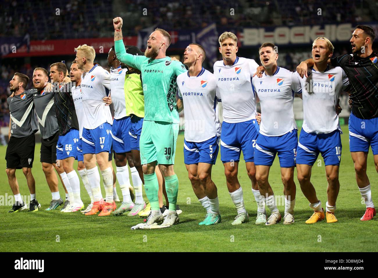 VIENNA, AUSTRIA - AUGUST 14: Happy by Dominik Holec of FC Banik Ostrava ...