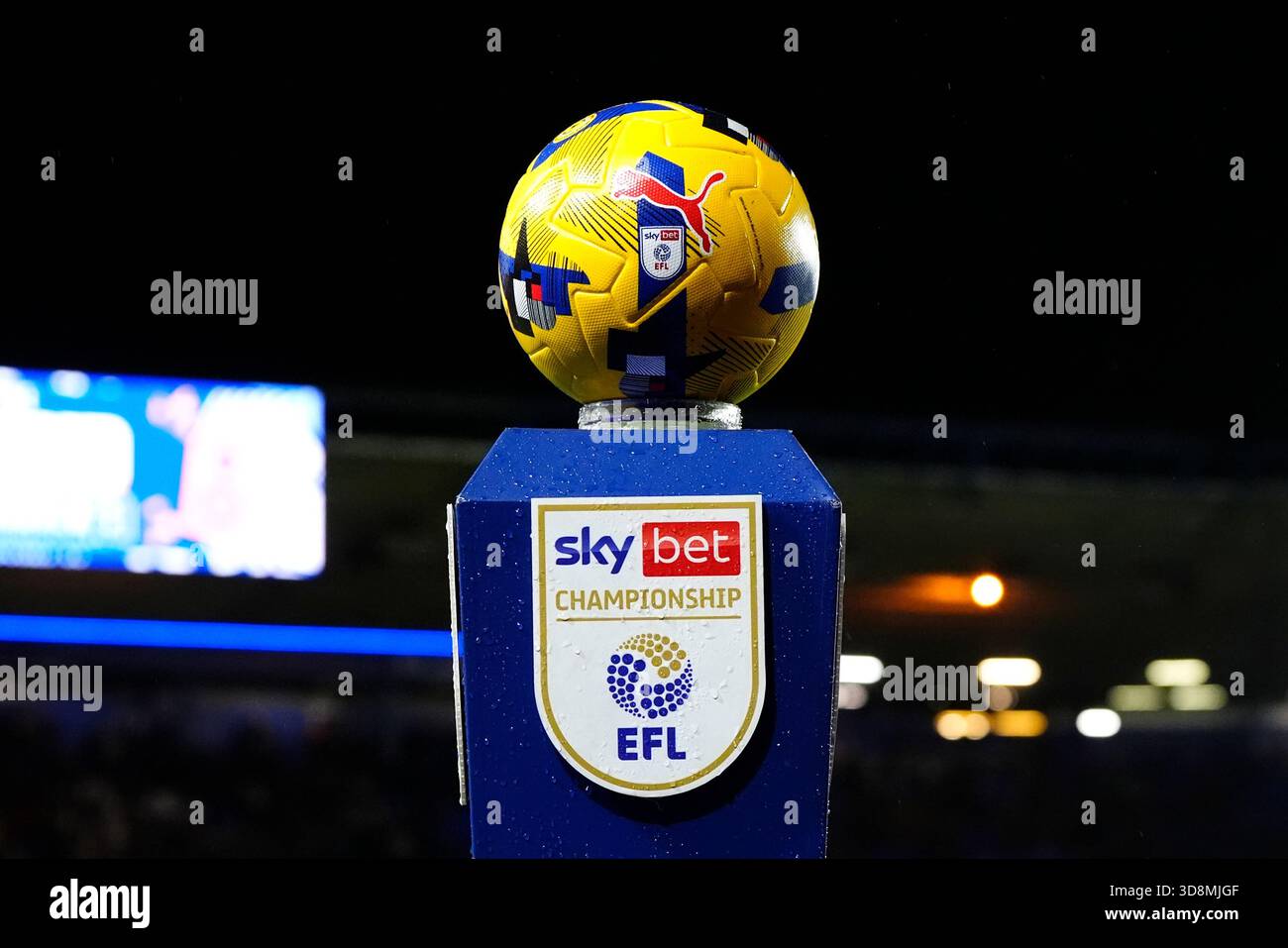 A general view of a Puma match ball on a plinth ahead of the Sky Bet ...