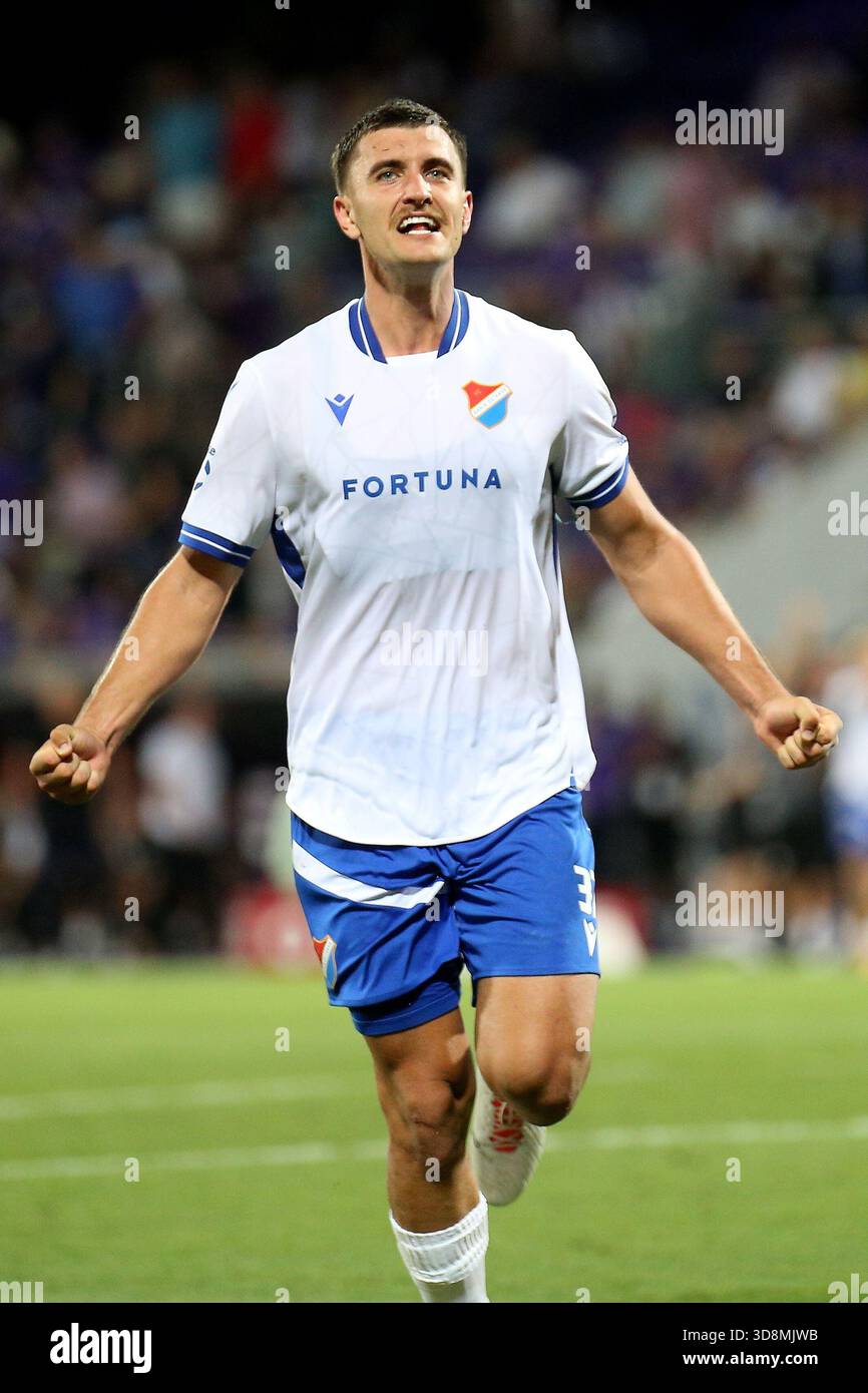 VIENNA, AUSTRIA - AUGUST 14: Jubilation by Matej Chalus of FC Banik ...