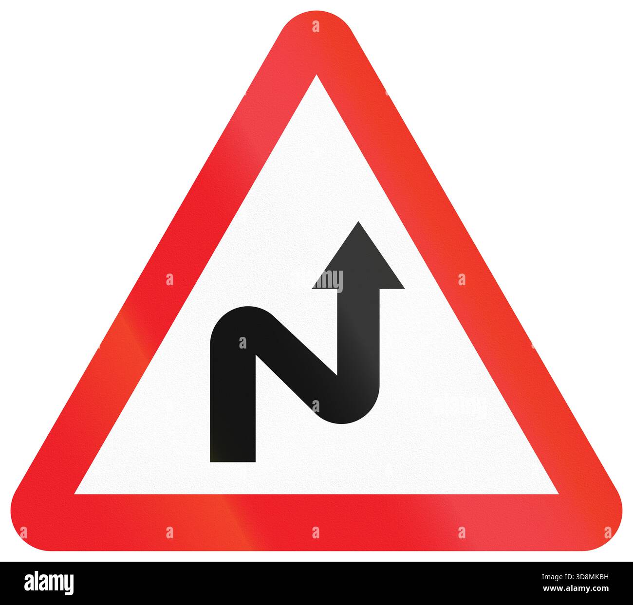 Road sign used in India - Right reverse bend Stock Photo - Alamy