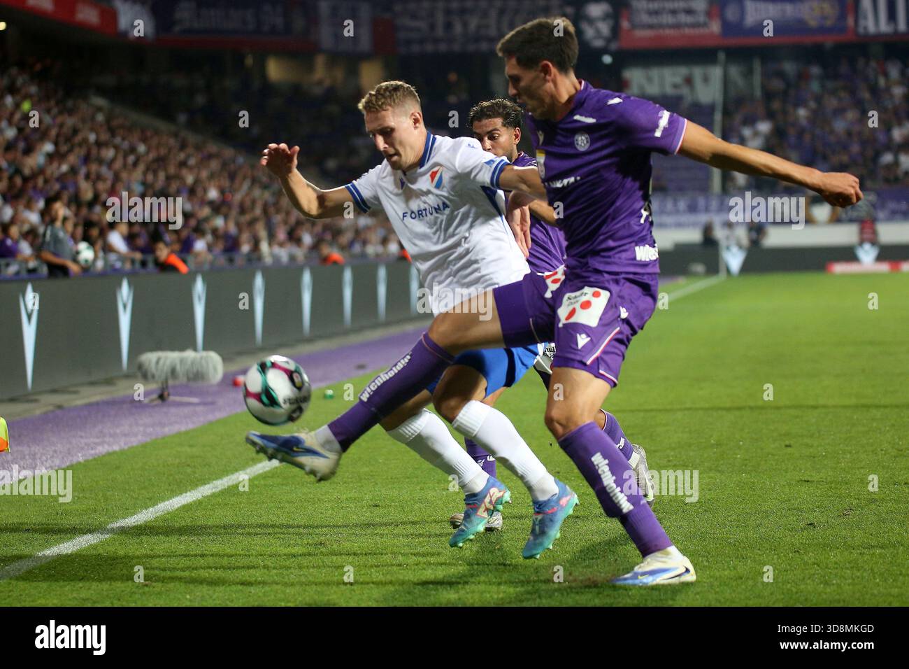 VIENNA, AUSTRIA - AUGUST 14: Michal Kohut of FC Banik Ostrava and Tin ...