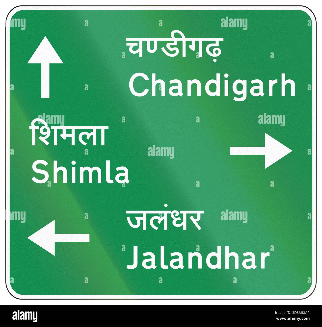 Road sign used in India - Directions to Chandigarh, Shimla and ...