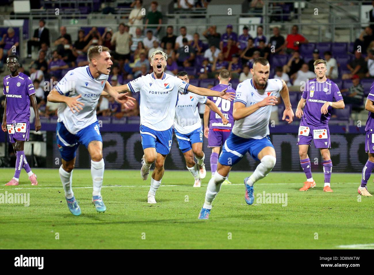 VIENNA, AUSTRIA - AUGUST 14: Jubilation by the goal scorer Erik Prekop ...