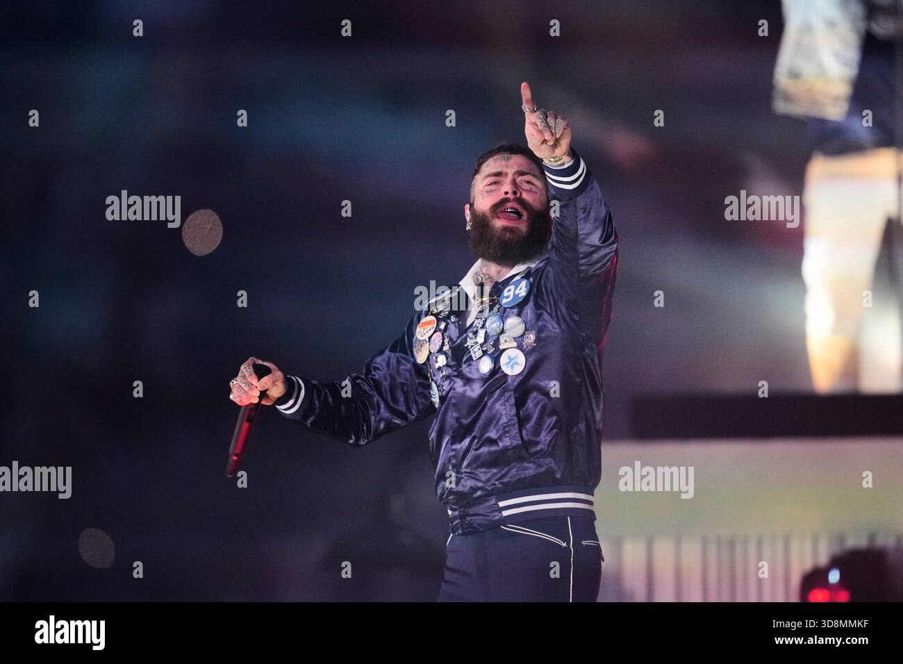 Post Malone performs at halftime of an NFL football game between the ...