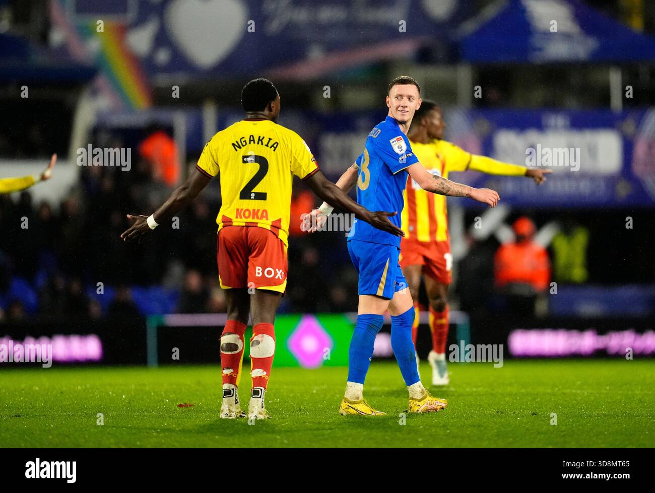 Tempers fray between Watford's Jeremy Ngakia (left) and Birmingham City ...