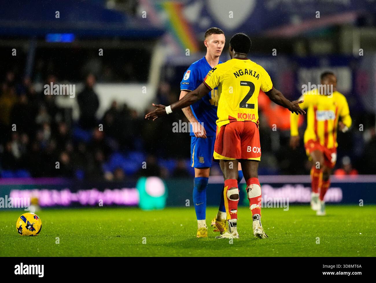 Tempers fray between Birmingham City's Jay Stansfield (left) and ...