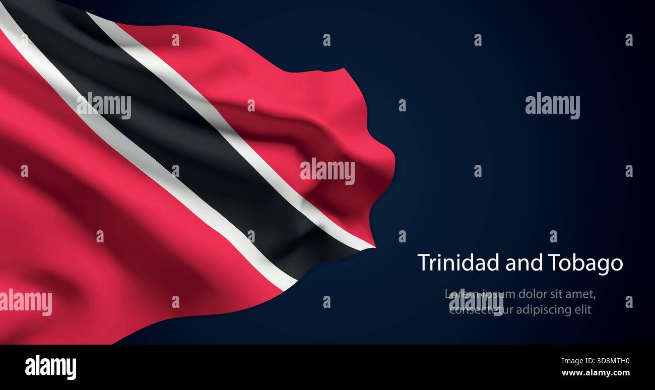 Trinidad and Tobago realistic flag waving with smooth silk texture and ...