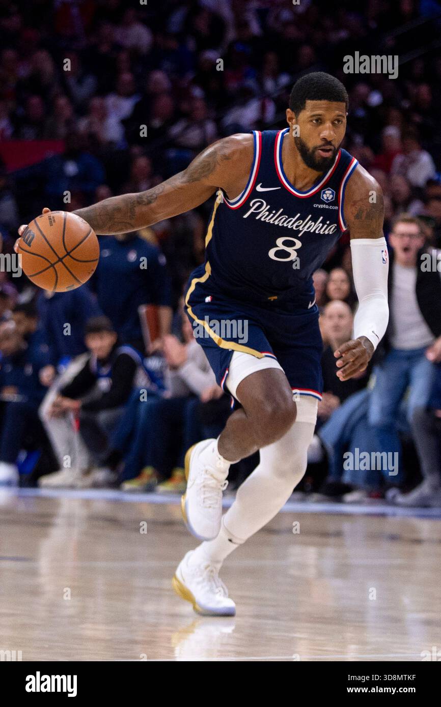 Philadelphia 76ers' Paul George in action during an NBA basketball game ...