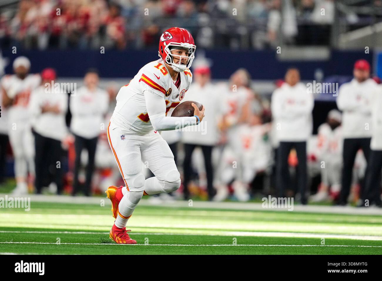Kansas City Chiefs quarterback Patrick Mahomes runs the ball during an ...