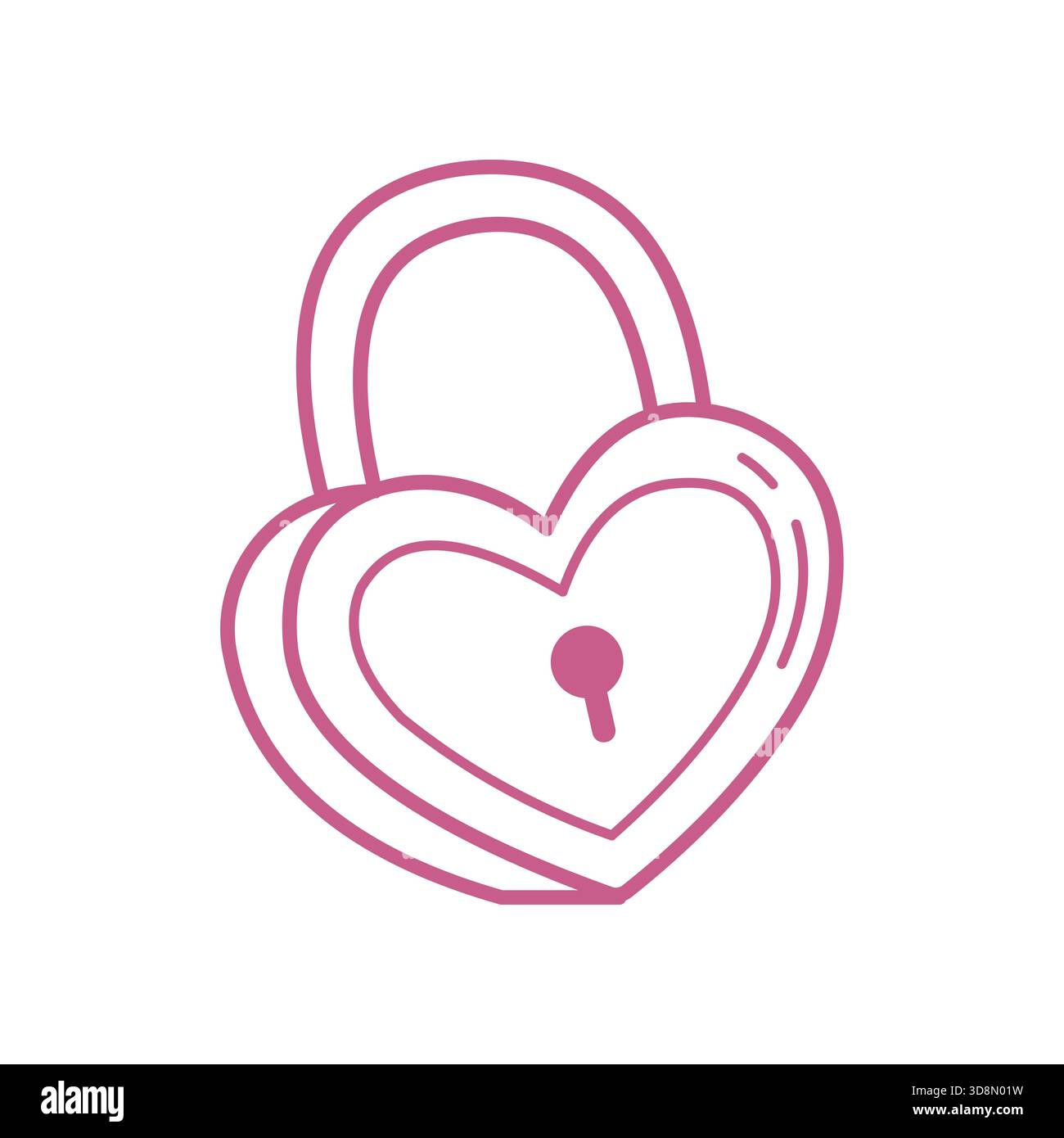 Cute Heart Lock Outline Illustration for Valentine Designs Stock Vector ...
