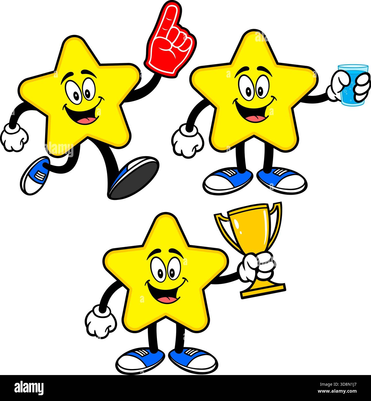 Star Mascot Set 03, Hand Drawn illustrations of Star Mascots in various ...