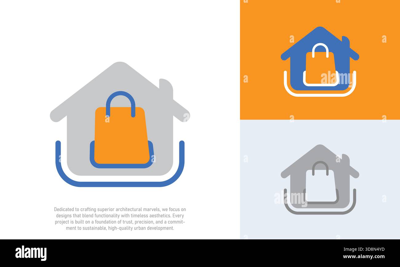E-commerce Home Delivery Shopping House Vector Logo Stock Vector Image ...