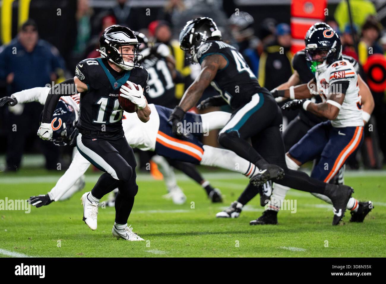 Philadelphia Eagles wide receiver Britain Covey returns the kick off ...