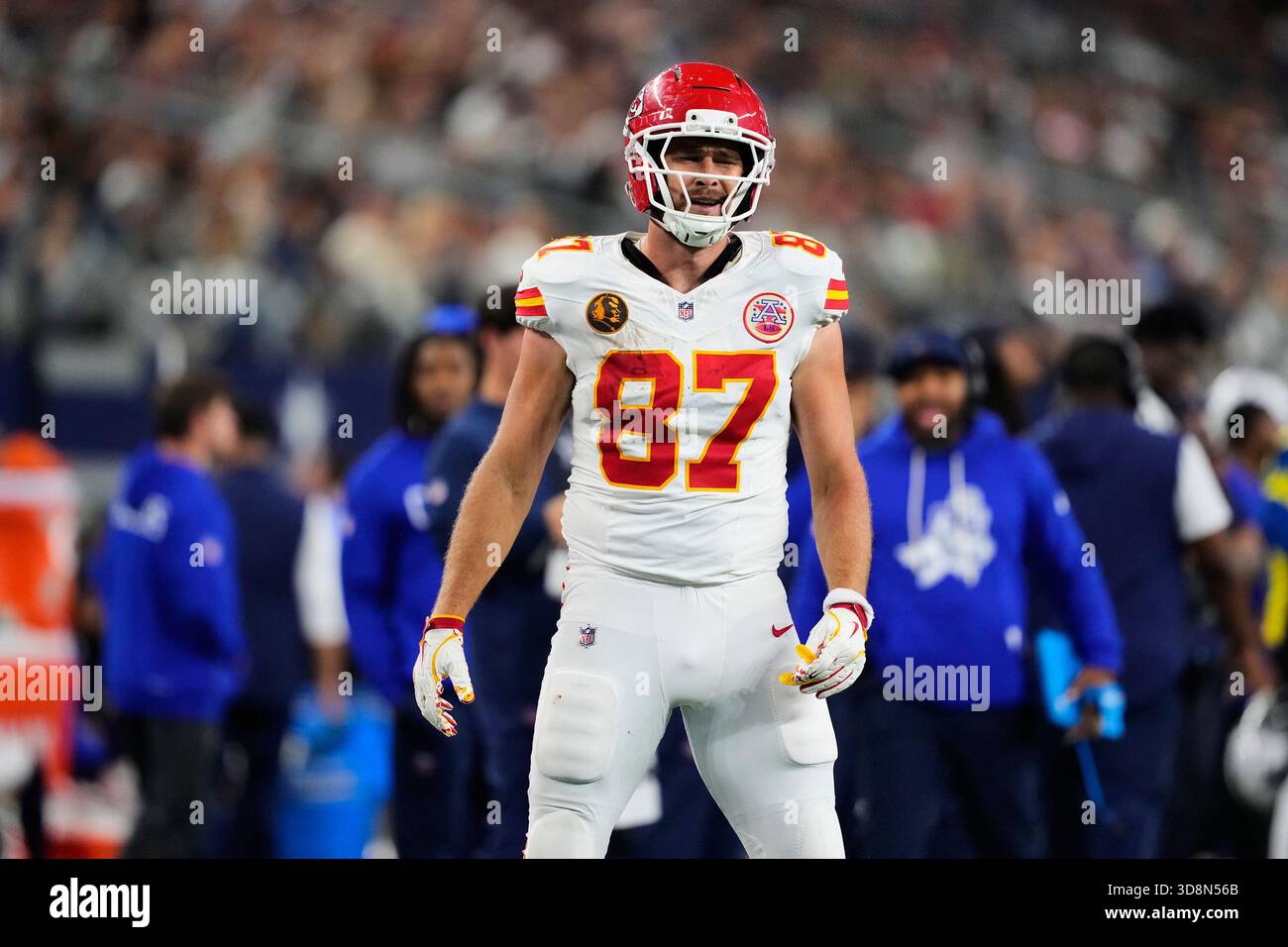 Kansas City Chiefs tight end Travis Kelce reacts to play during an NFL ...