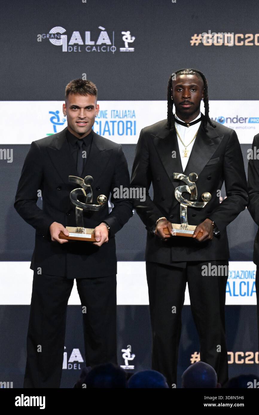 Milan, AIC Football Gala 2025 - Lautaro Martinez, Moise Kean Stock ...