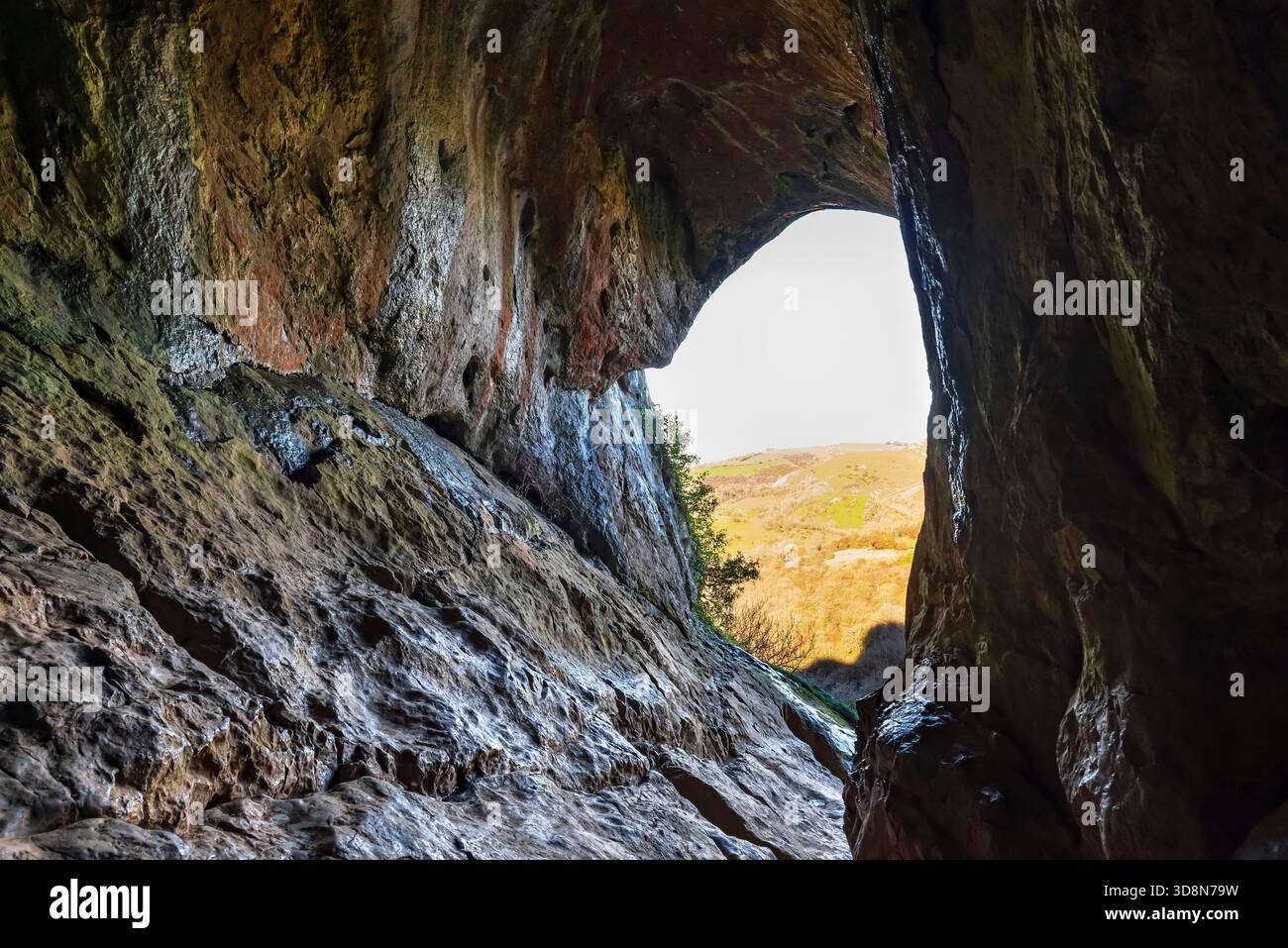The interior of Thor's Cave, high above the Manifold Valley ...