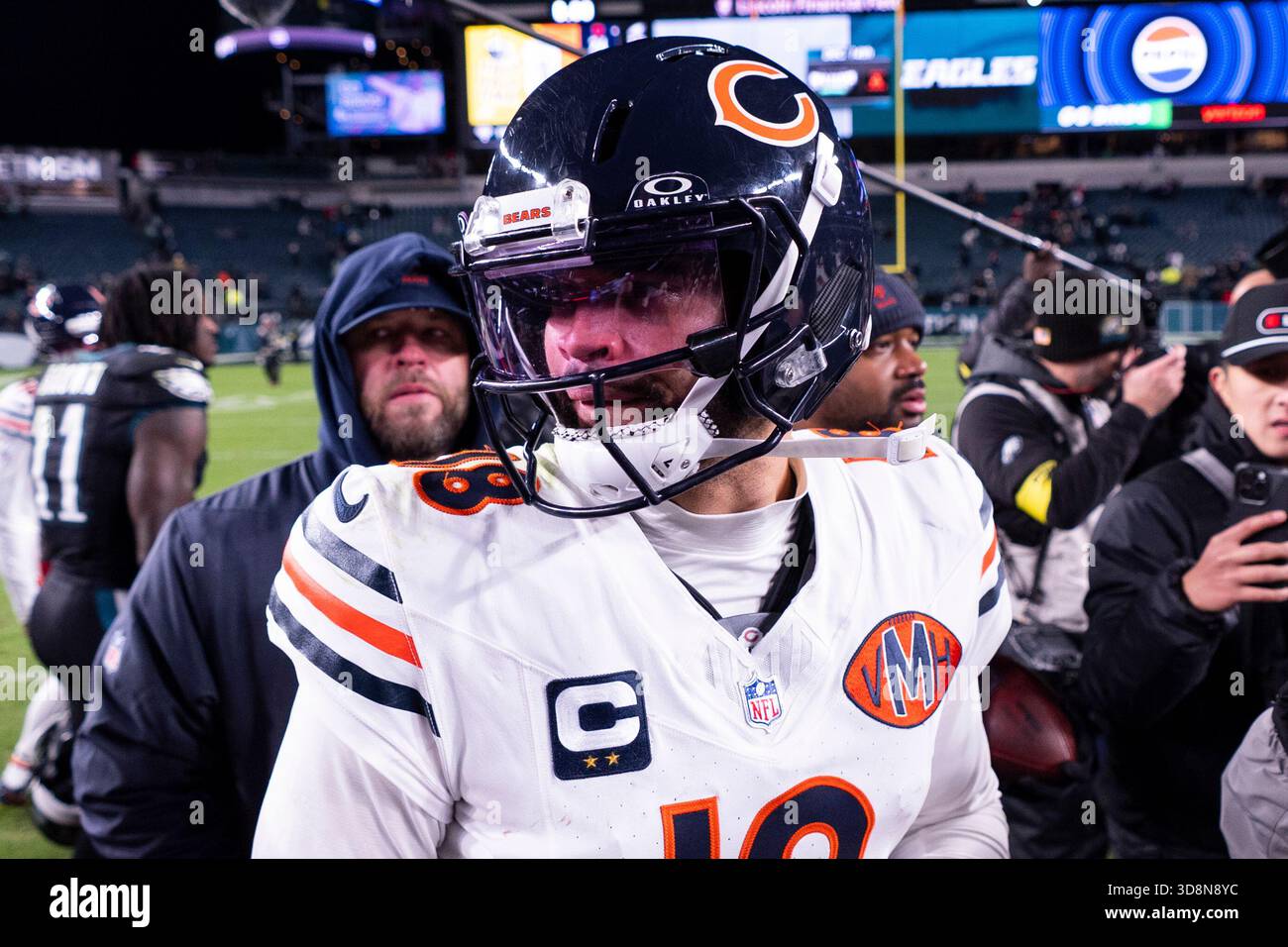 Chicago Bears quarterback Caleb Williams looks on following an NFL ...