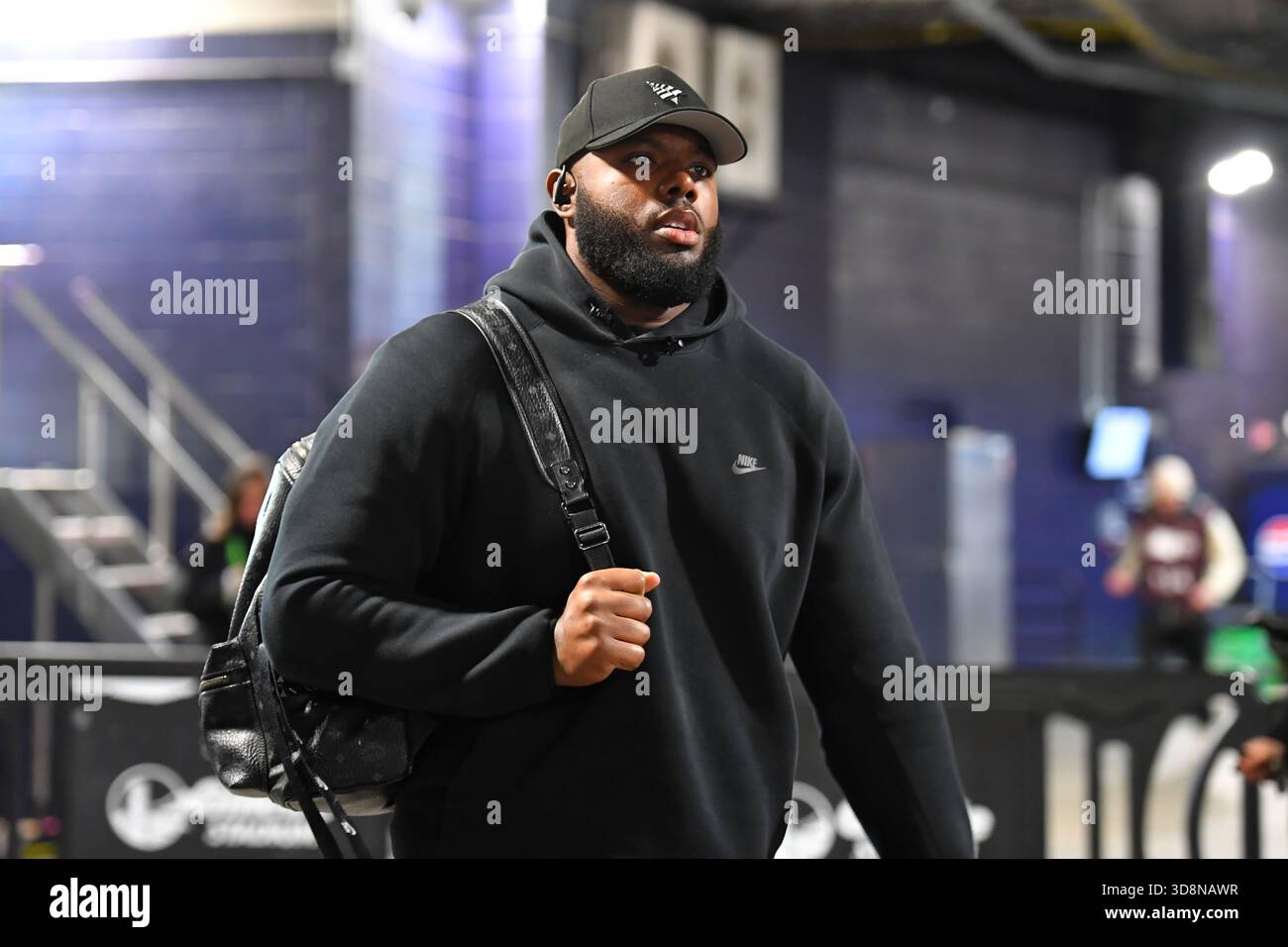 New York Giants offensive tackle Andrew Thomas arrives at Gillette ...
