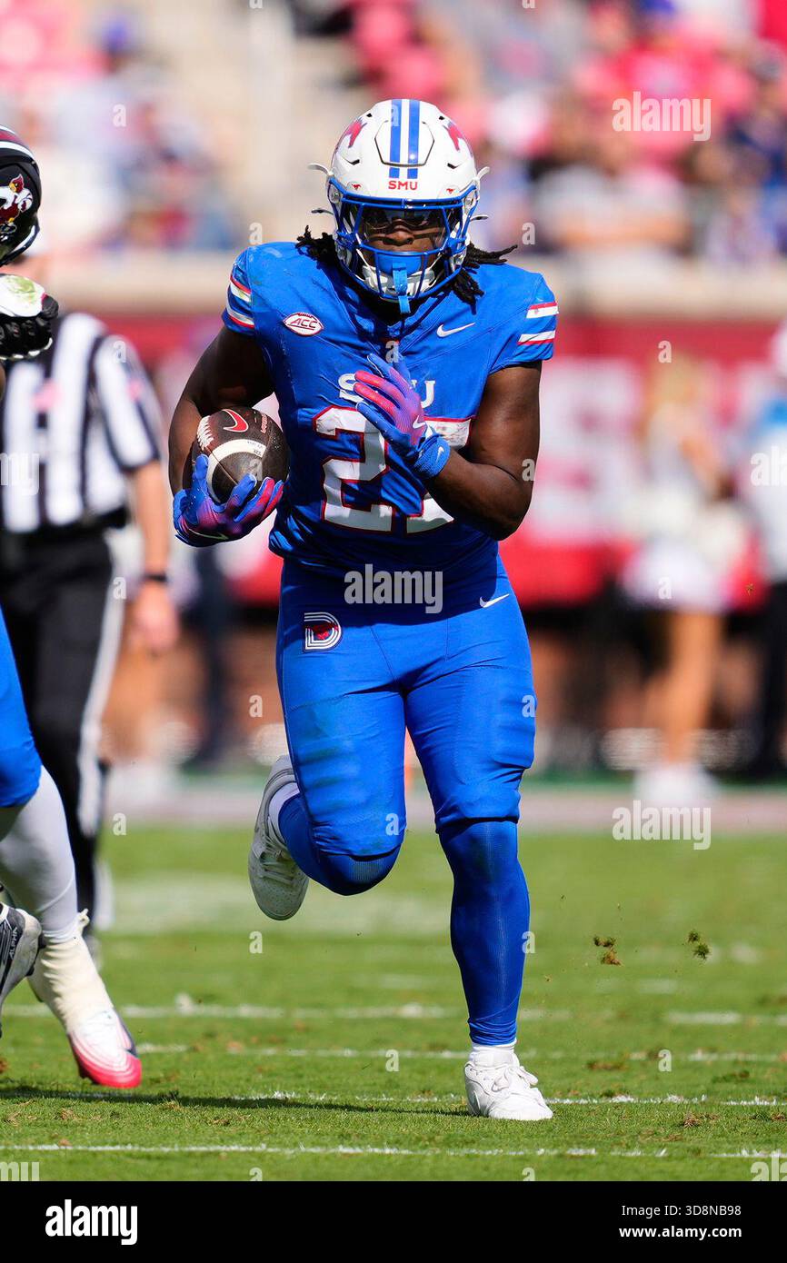 SMU running back T.J. Harden carries the ball during an NCAA college ...