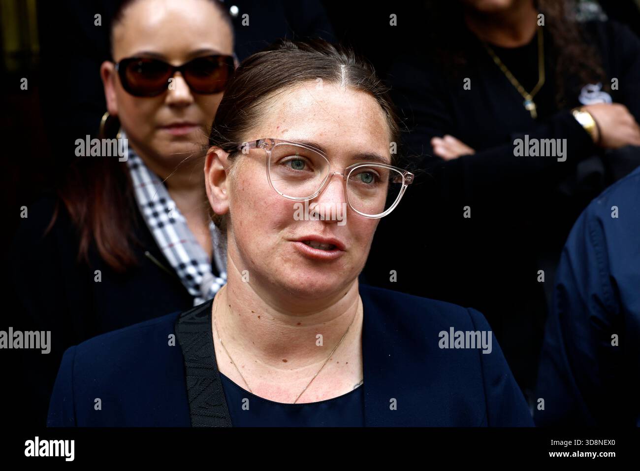 Sister of victim Ash Gordon, Natalie Gordon speaks to awaiting media ...