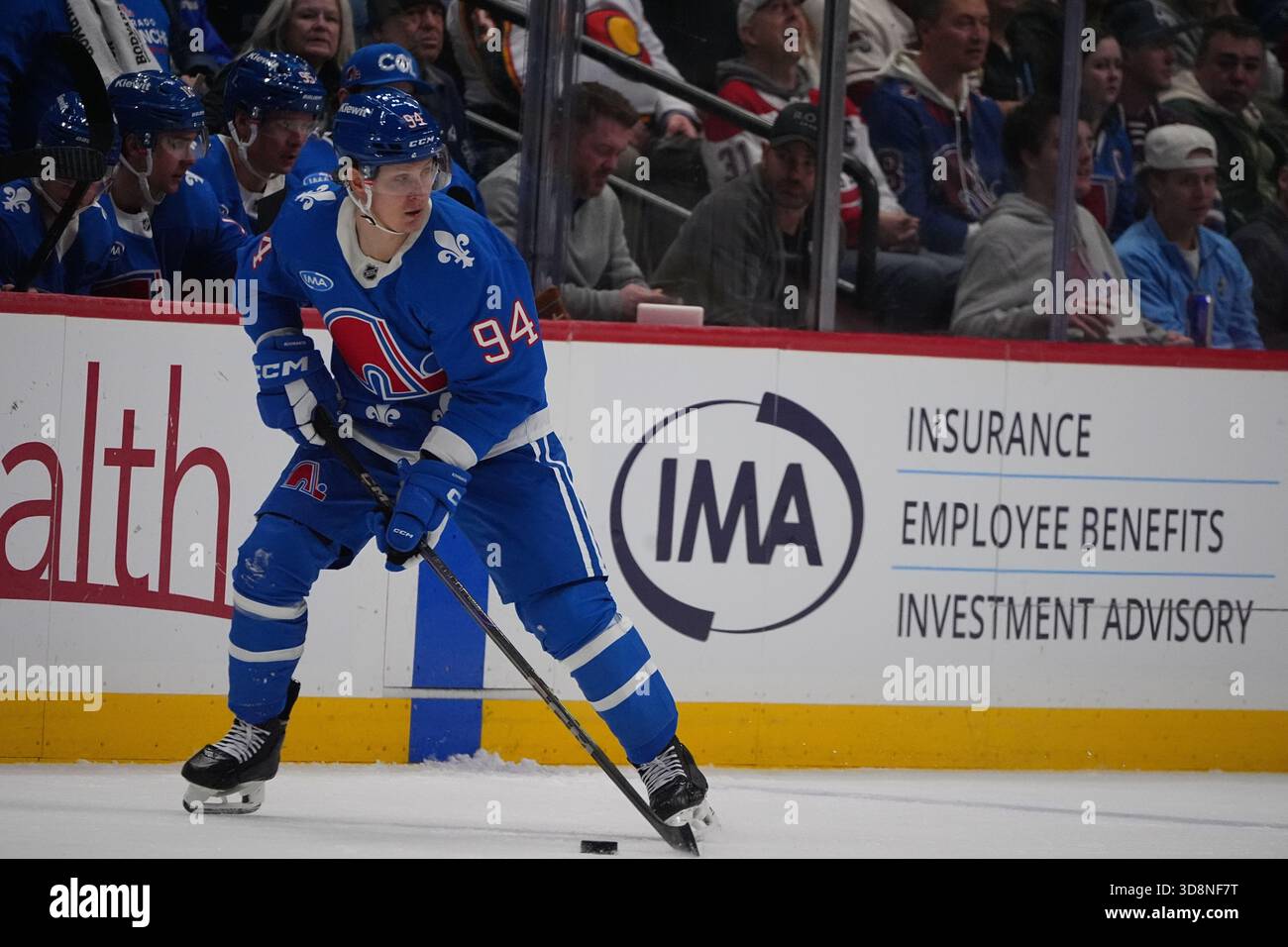 Colorado Avalanche left wing Joel Kiviranta (94) in the second period ...
