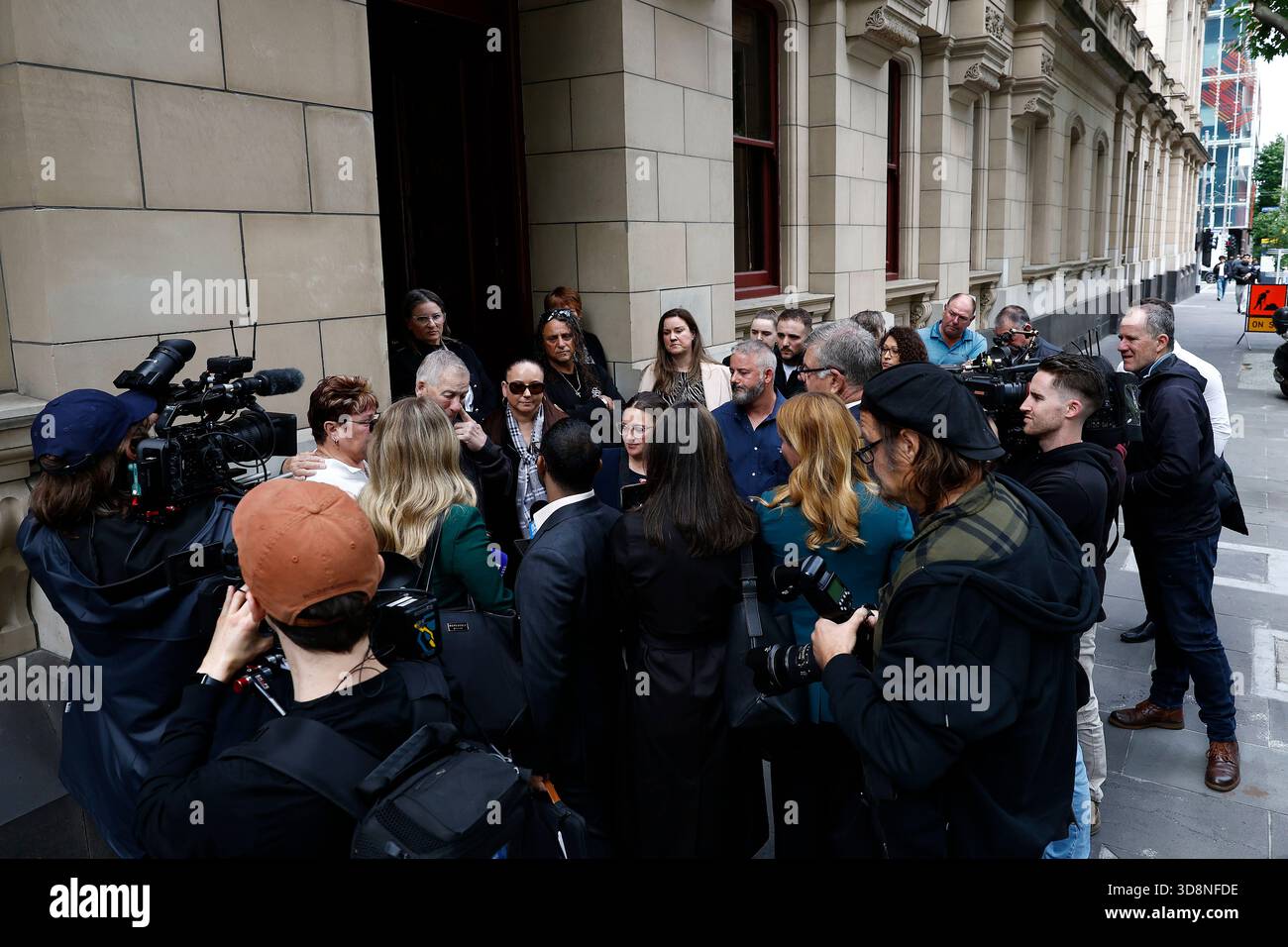 Sister of victim Ash Gordon, Natalie Gordon speaks to awaiting media ...
