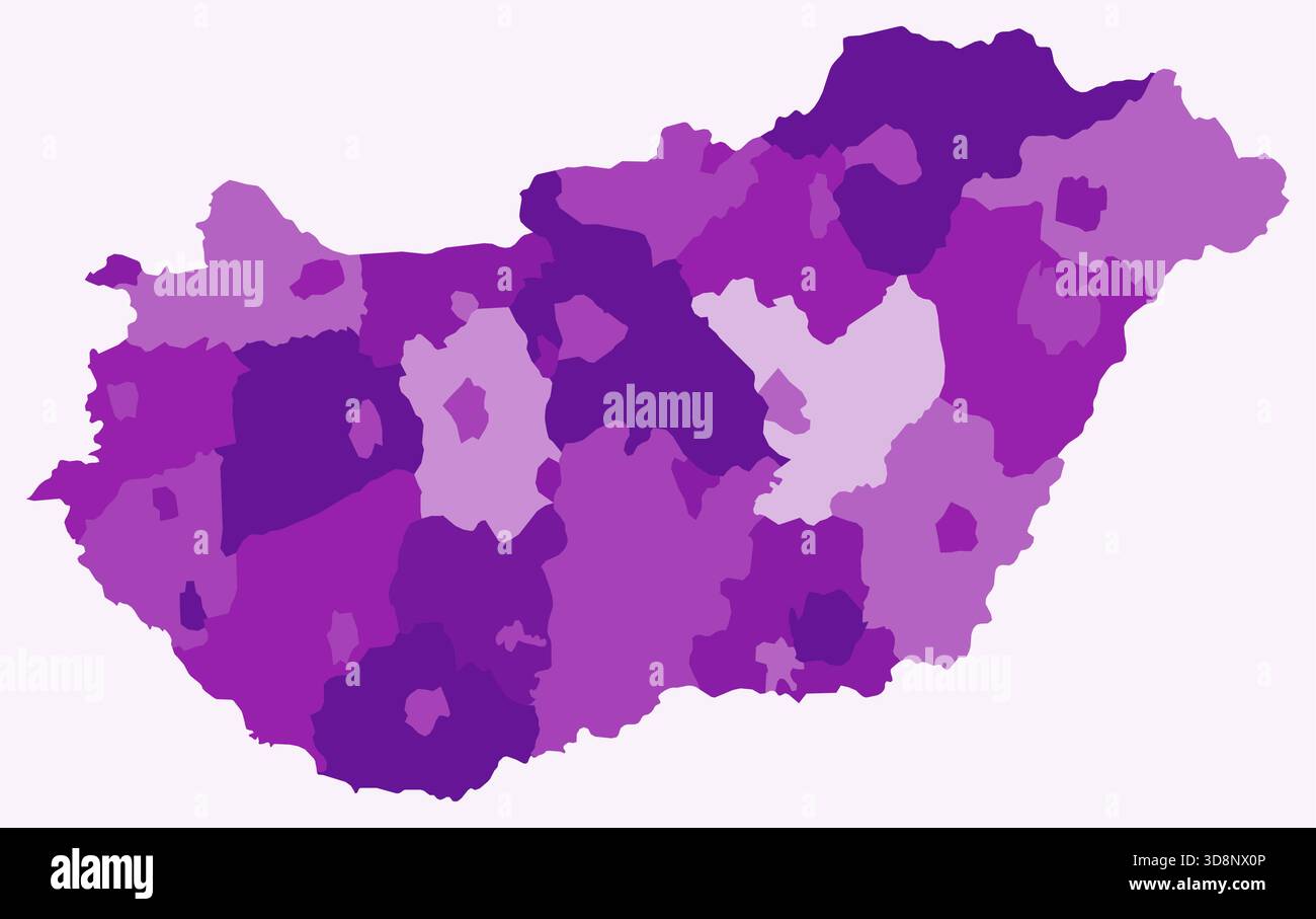 Map of Hungary with regions. Just a simple country border map with ...