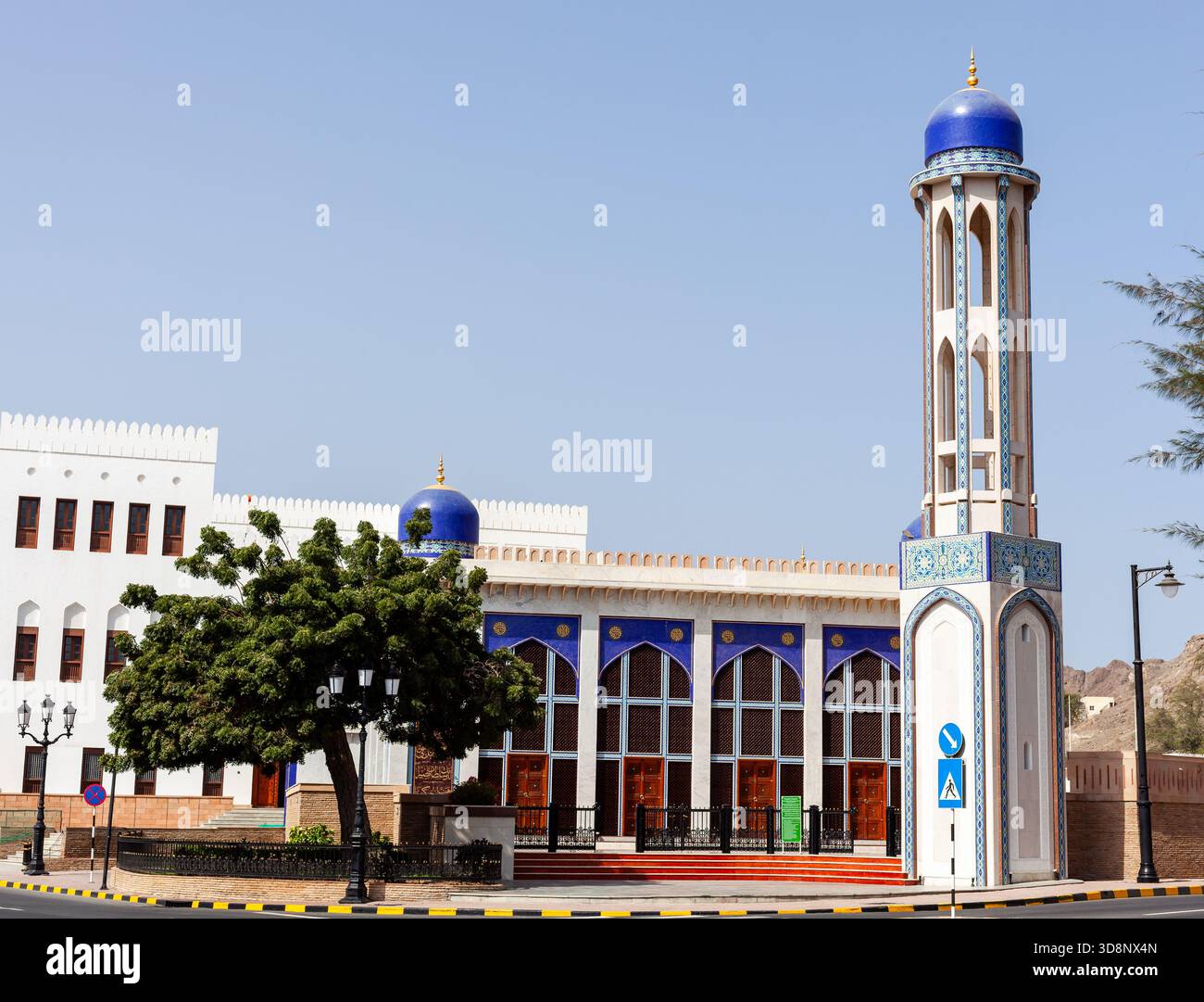 Muscat, Oman - Oct 16, 2025: Masjid Al Khor, a grand mosque with a blue ...