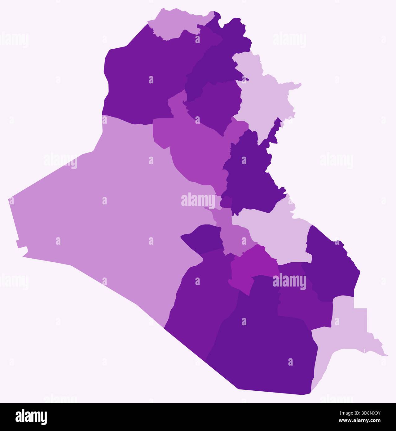 Map of Iraq with regions. Just a simple country border map with region ...