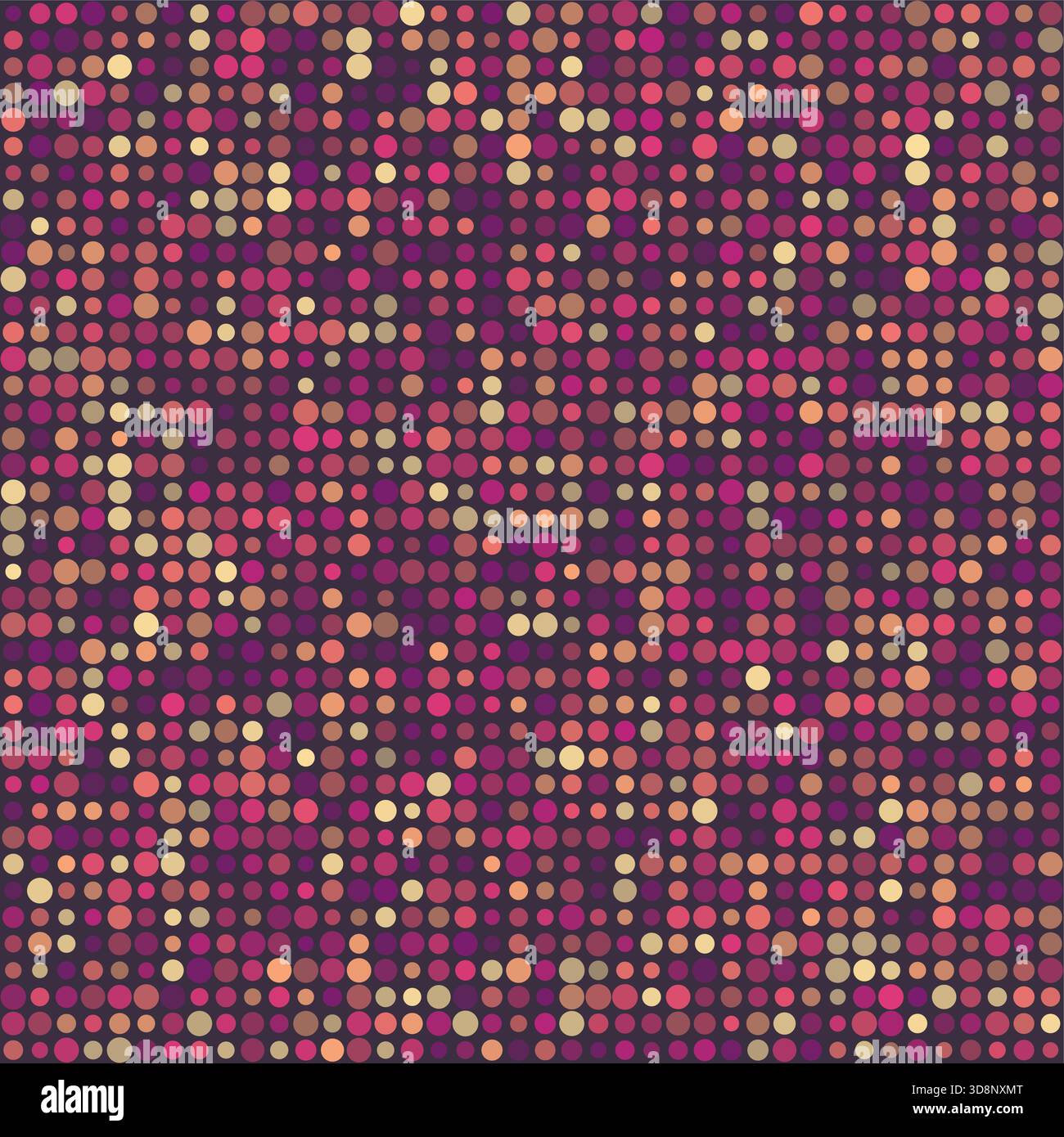 Pattern design. Circles in multiple colors: deep purple, rosy pink ...