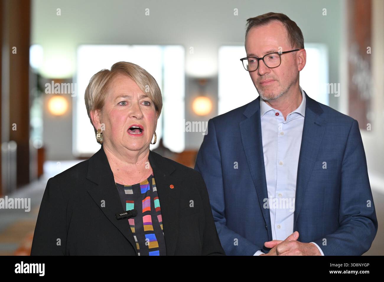 Greens Senators Barbara Pocock and David Shoebridge at a press ...