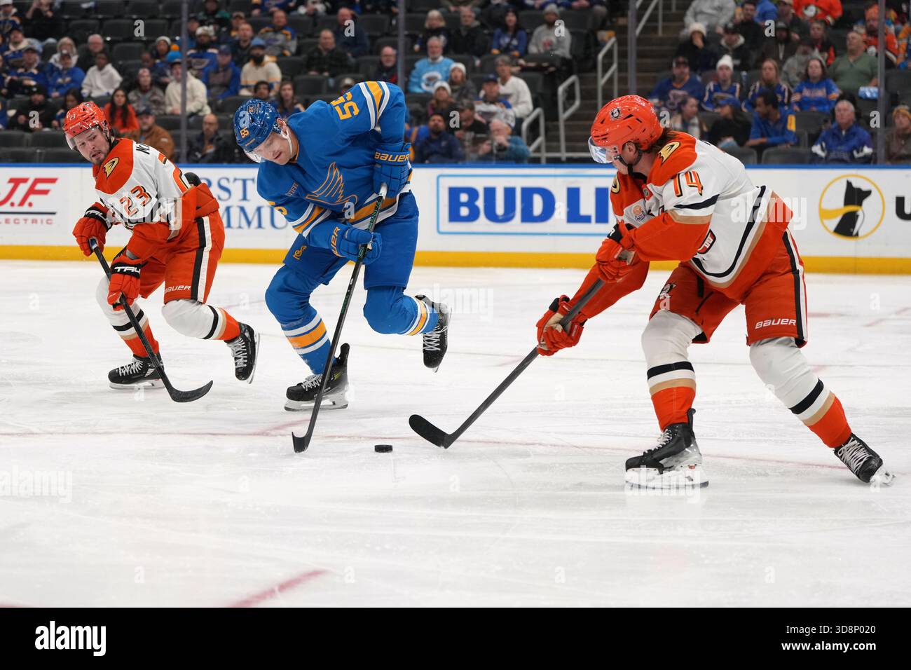 St. Louis Blues' Colton Parayko (55) chases after a loose puck between ...