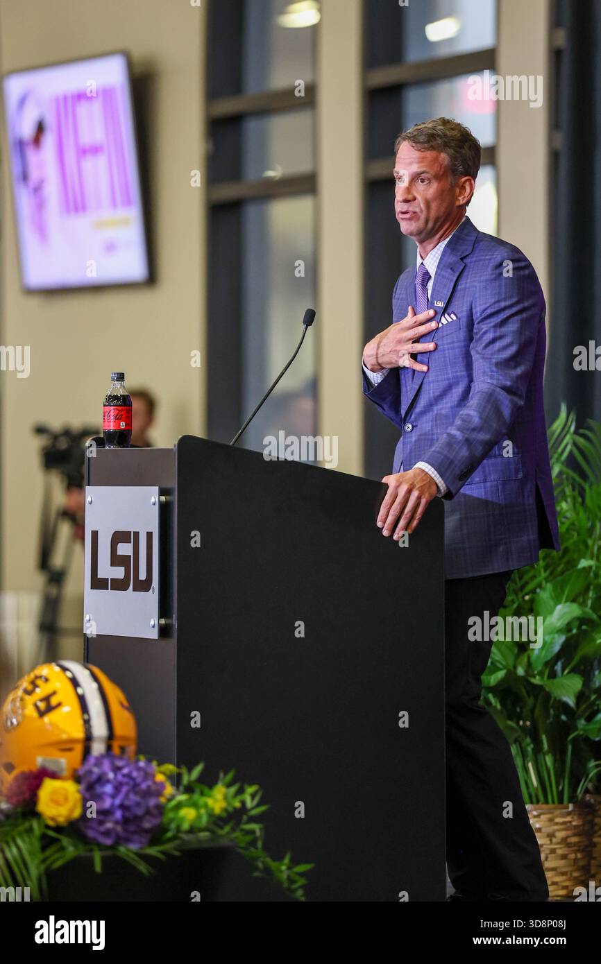 December 1, 2025: New LSU Head Football Coach Lane Kiffin holds his ...
