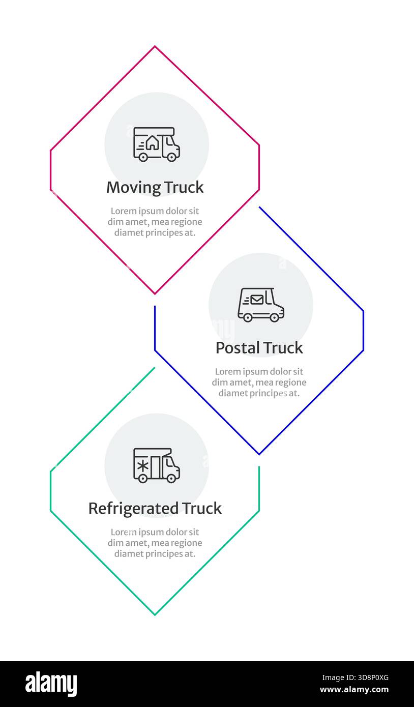 Three types of trucks infographic 3 steps Stock Vector Image & Art - Alamy