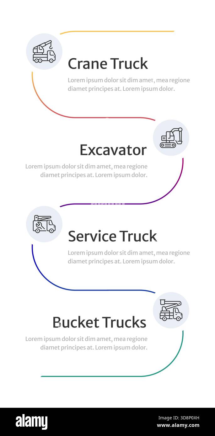 Four types of heavy machinery infographic 4 steps Stock Vector Image ...