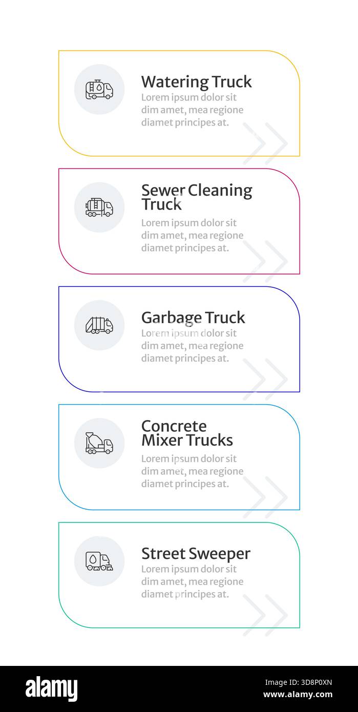 Five types of utility trucks infographic 5 steps Stock Vector Image ...