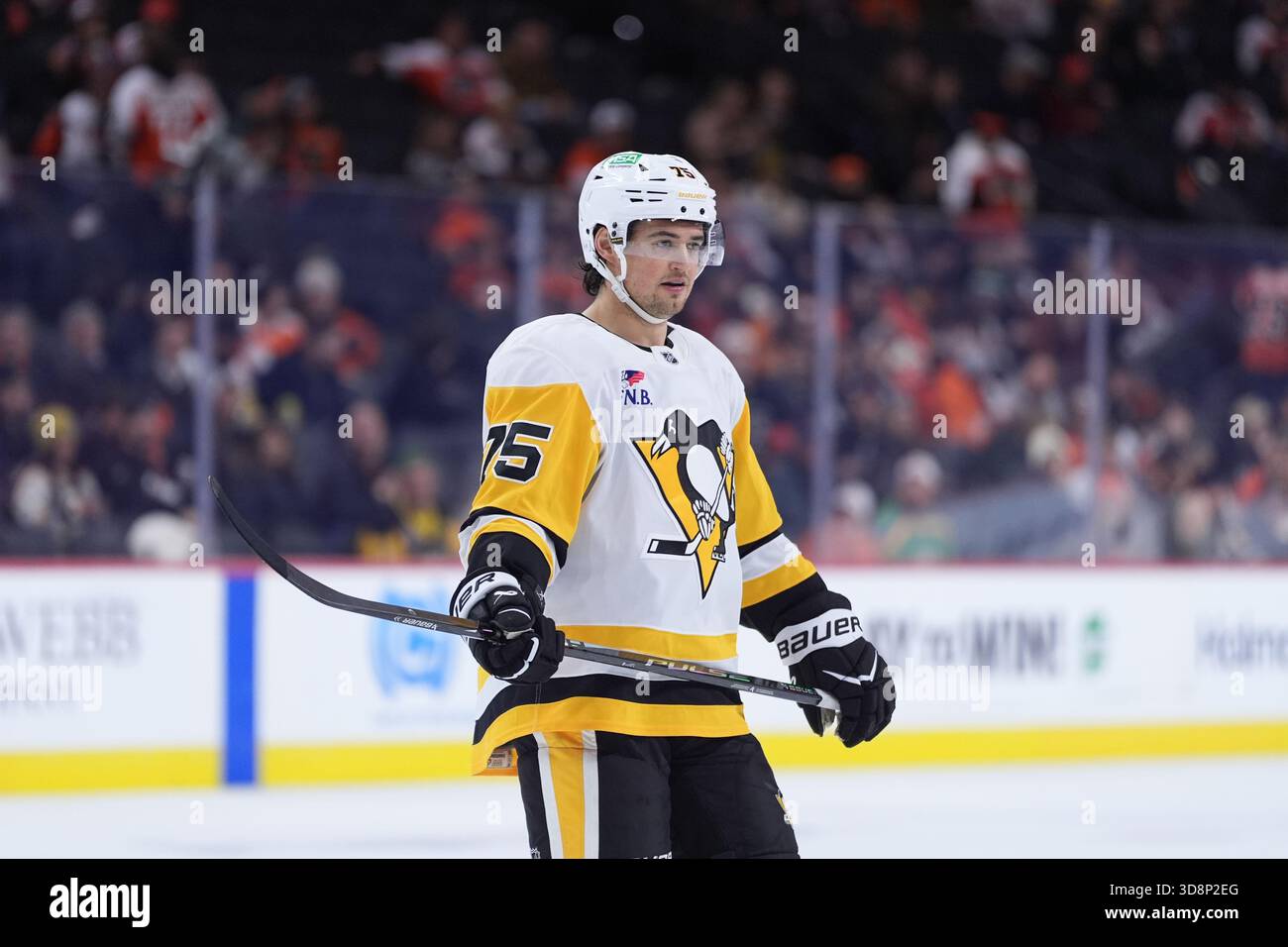 Pittsburgh Penguins' Connor Clifton plays during an NHL hockey game Monday, Dec. 1, 2025, in ...