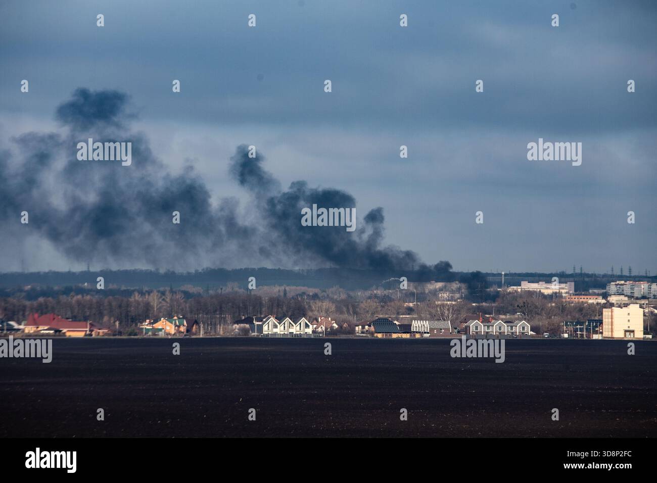 Column of smoke rises at an electrical substation following a Russian ...