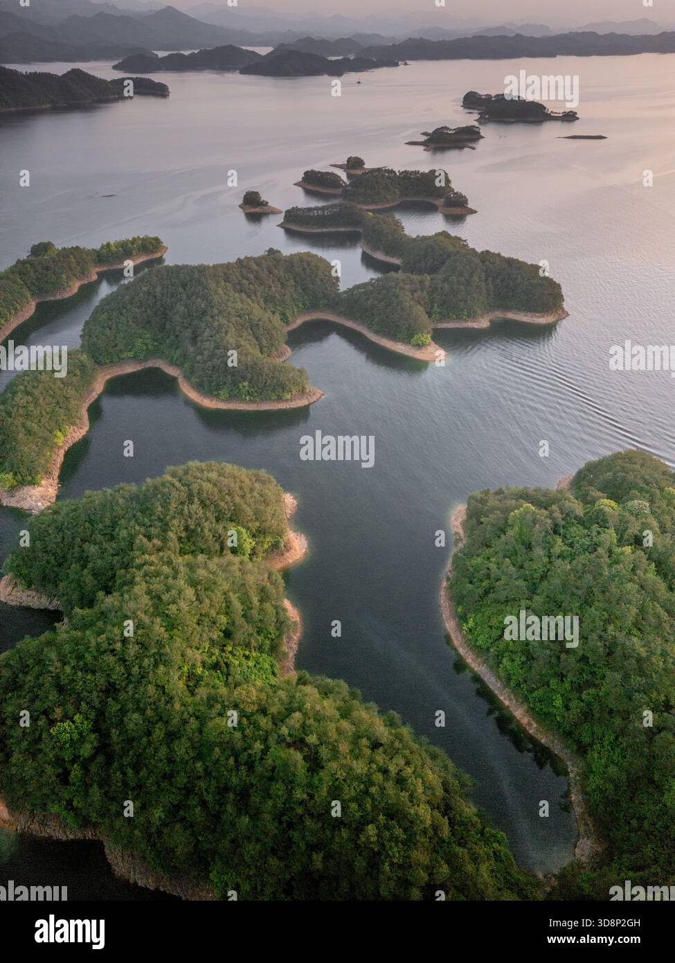 Beautiful Thousand Island Lake natural scenery at sunset, Hangzhou ...