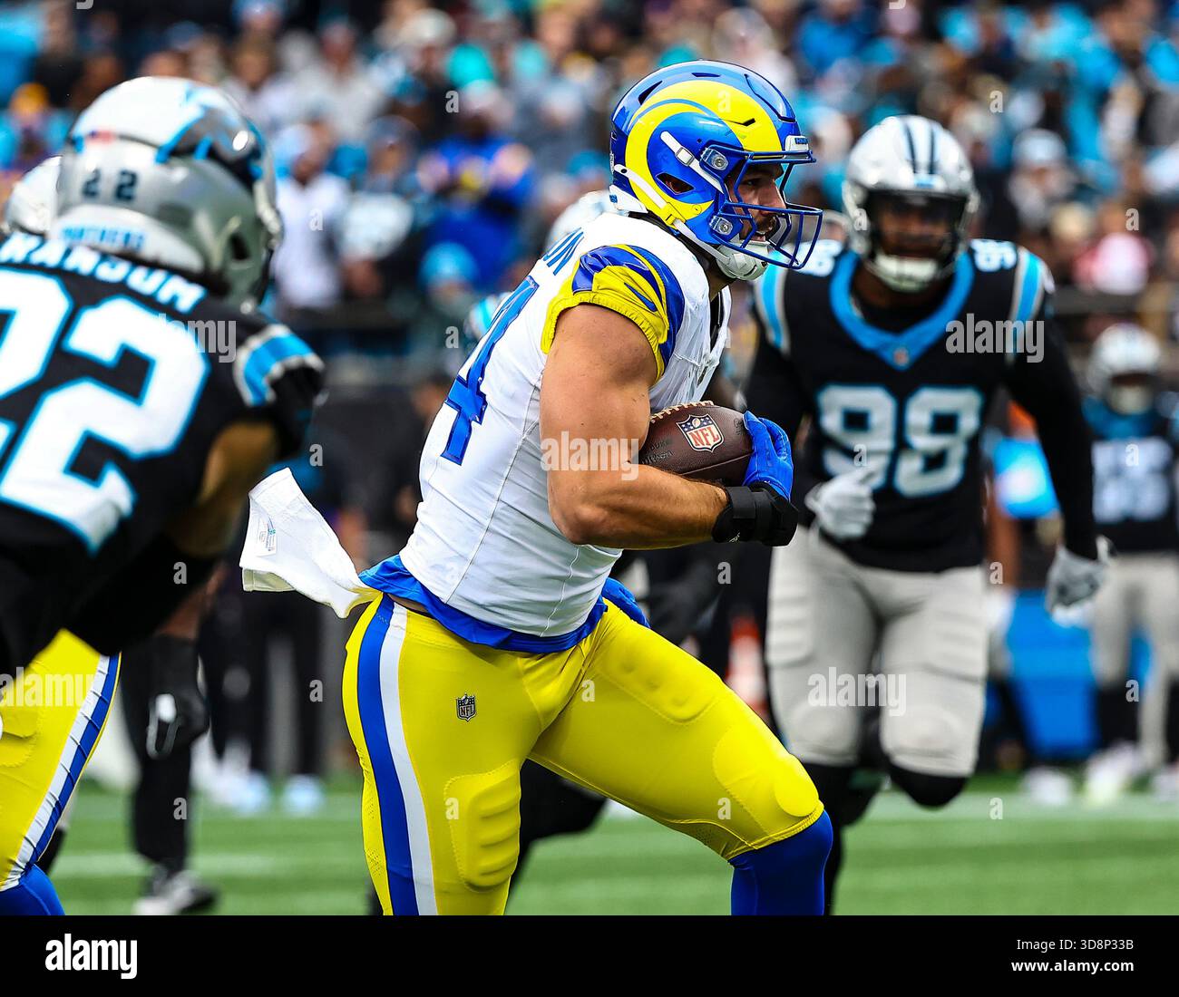 November 30, 2025: Los Angeles tight end Colby Parkinson (84) runs with ...