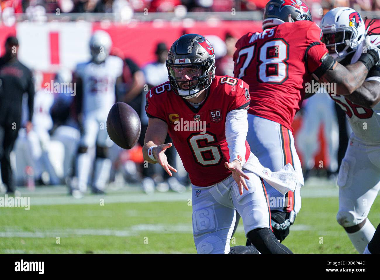 Tampa Bay, Florida, USA, November 30, 2025, Tampa Bay Buccaneers quarterback Baker Mayfield ...