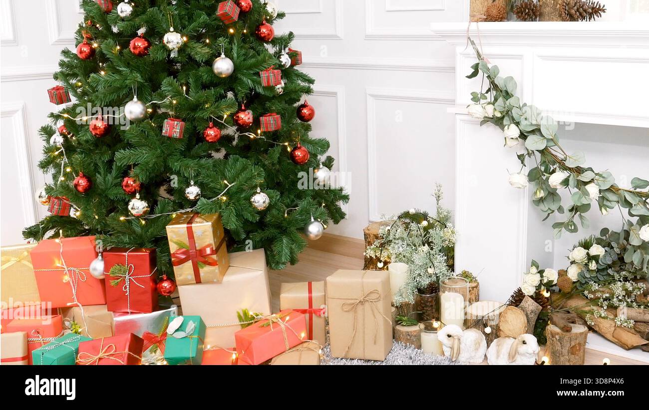Christmas tree decorated holiday winter xmas celebration present gift ...
