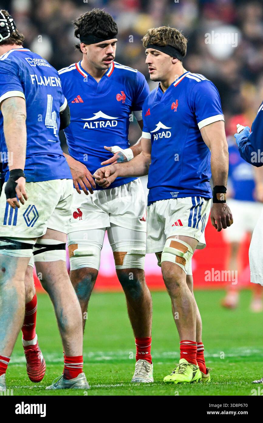 Oscar Jegou and Hugo Auradou during the Quilter Nations Series rugby ...