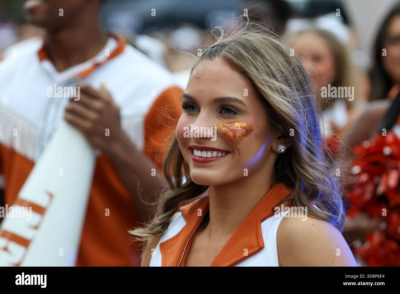 AUSTIN, TX - NOVEMBER 28: A Texas Longhorns pom member enters the ...