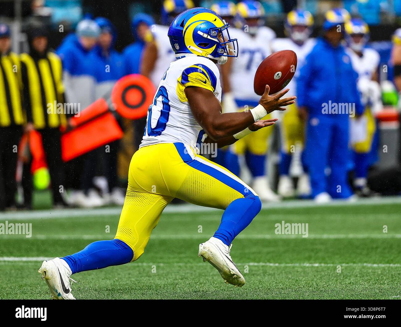 November 30, 2025: Los Angeles running back Ronnie Rivers (20) catches ...