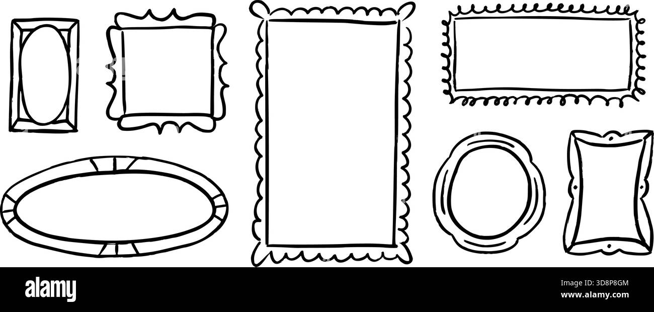 Doodled picture frame gallery collection. Hand drawn photo and image ...