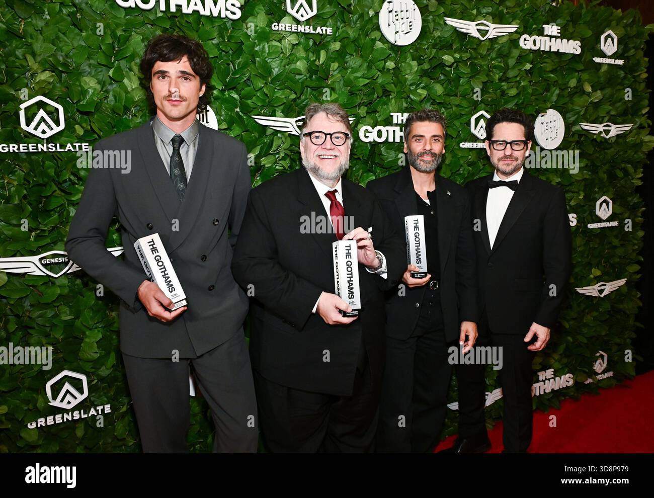 Jacob Elordi, left, Guillermo del Toro, Oscar Isaac and J.J. Abrams ...